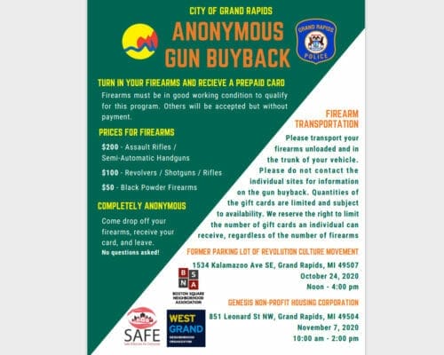 Grand Rapids Michigan Gun Turn-in Nets 107 Firearms, runs out of Gift Cards