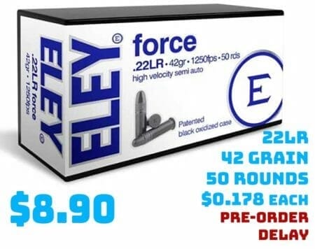 Eley Force Semi-Auto HV .22LR Ammunition 50rnds $8.90 BuyMore-SaveMore