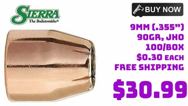 Sierra Pistol Bullets 9mm 90gr Sports Master JHP 100box $30.99