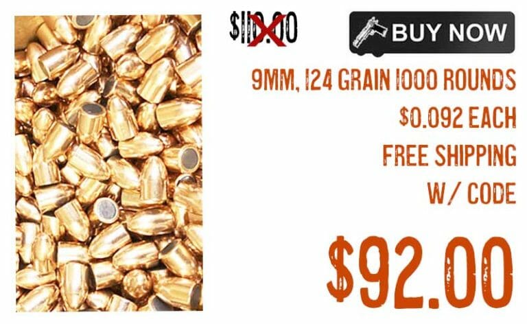 DKC Projectile 9mm FMJ 124 Grain 1000 Count $92.00 FREE S&H