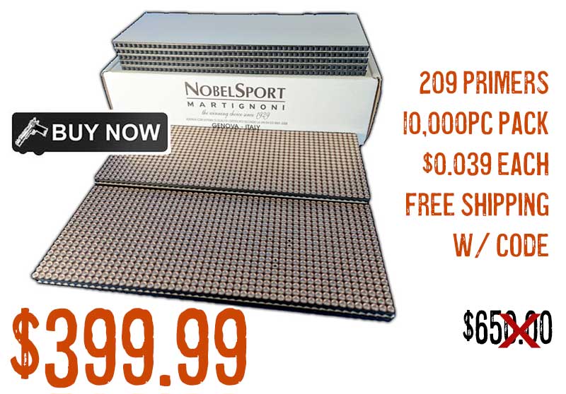 NOBEL AMMO 209 Primers 10,000 Pack $399.99 FREE S&H $0.039 Each
