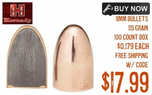 Hornady 9mm 115Grn FMJ-RN Bullets 100 $15.99 FREE S&H