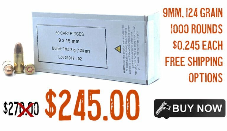 PPU 9mm 124 Grain FMJ 1000 Rounds $245.00 FREE S&H Options