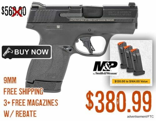 S&W M&P Shield Plus 9mm Handgun /w 3 Extra Mags $380.99 FREE S&H REBATE