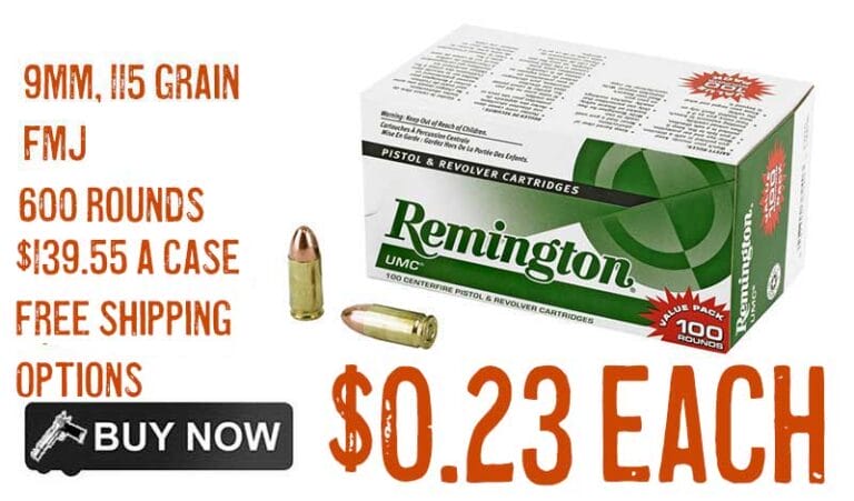 Remington UMC 9mm 115Grn FMJ Ammo 600rnds $0.23EA Buy2Get FREE S&H