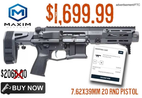 Maxim Defense PDX 7.62x39mm 5.5" 20 Round Pistol Cart Price $1,699.99