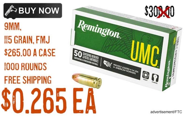 1000Rnds Remington UMC 9mm 115 Grain FMJ Ammo $0.265 Each FREE S&H