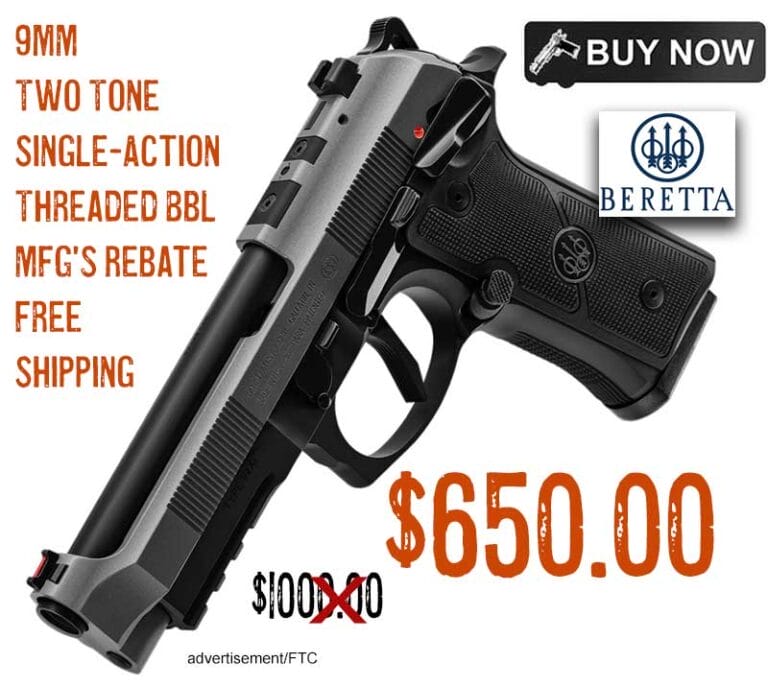 Beretta 92Xi SAO 9mm Two Tone Pistol $650.00 w/Rebate FREE S&H