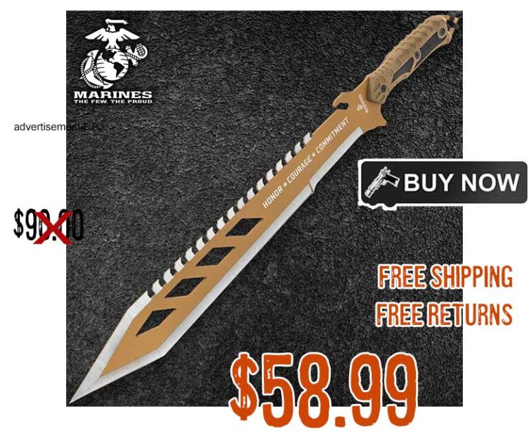 U.S. Marine Corp USMC Desert OPS Sawback Machete with Sheath $58.99