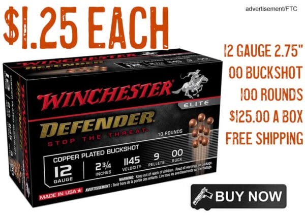 Winchester Defender Copper 12 Gauge 2.75" 9 Pellets 00 Buckshot $1.25 ...