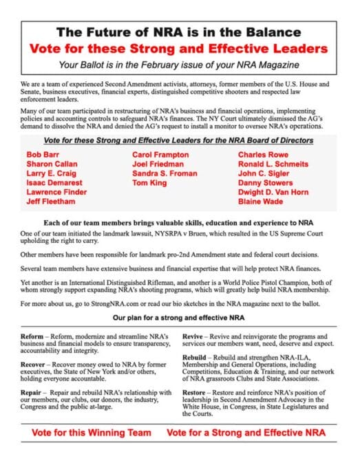 NRA 2025 Board Election: Vote For These Strong & Effective Leaders
