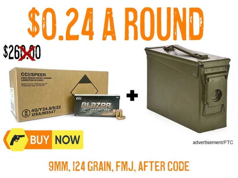 Blazer Brass 9mm 124 Gr FMJ 1000 Rnds + Ammo Can - $0.24EA CODE
