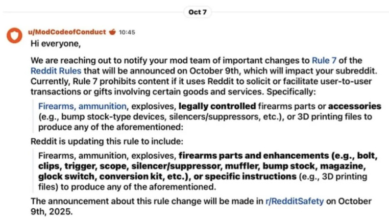 Reddit Bans All Firearm Parts Sales and Trades, Expands Anti-Gun Censorship