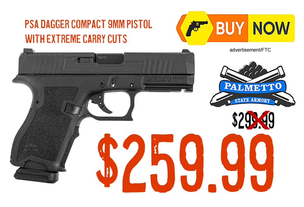 PSA Dagger Compact 9mm with Extreme Carry Cuts – $259.99